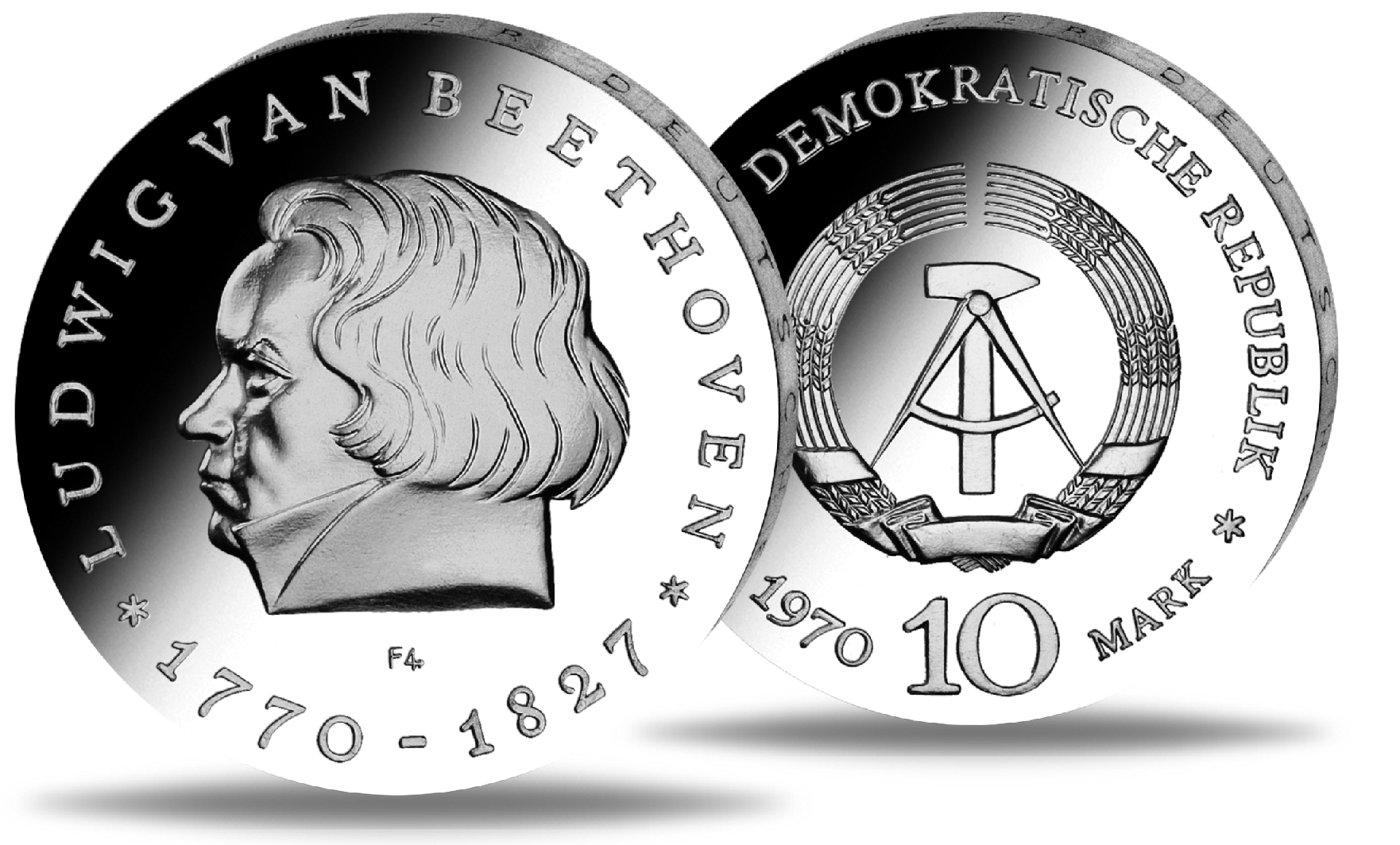 DDR, 10 Mark 1970, Ludwig van Beethoven - Silber | Münzen-Versandhaus ...