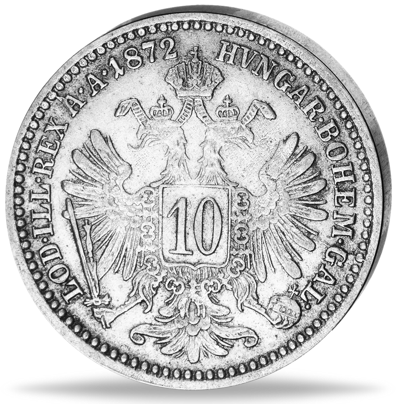 Kaisertum Österreich, 10 Kreuzer 1868-1872, Kaiser Franz Joseph I. - Silbermünze der Habsburger ...