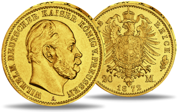 Königreich Preußen, 20 Mark 1872, Kaiser Wilhelm I. (Jaeger 243 ...