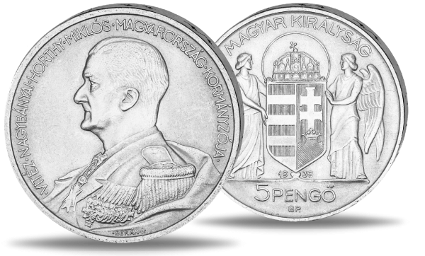 Ungarn, 5 Pengö 1939, Admiral Miklos Horthy - Silber | Münzen ...