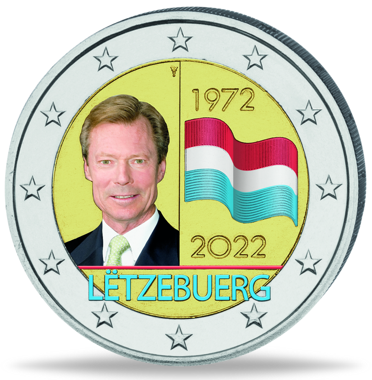 2 Euro 50 Jahre Nationalflagge mit Farbapplikation | Münzen-Versandhaus ...