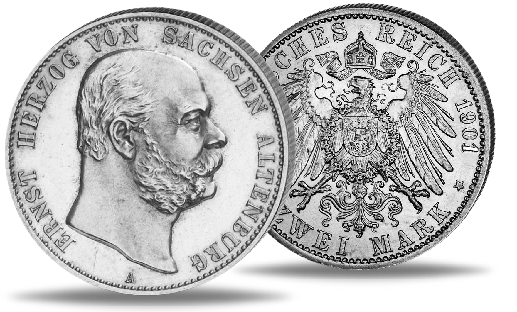 Sachsen-Altenburg, 2 Mark 1901, Herzog Ernst I. (Jaeger 97) - Deutsches Kaiserreich Silber ...