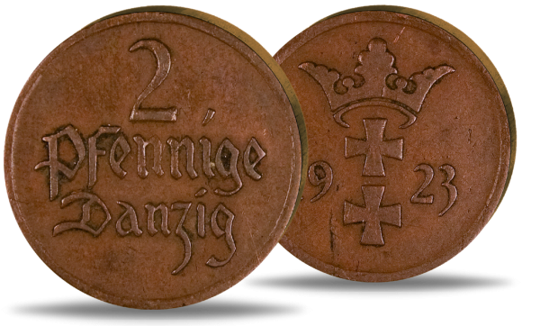 Danzig 2 Pfennig 1923 Fast Stempelglanz | Münzen-Versandhaus Emporium ...