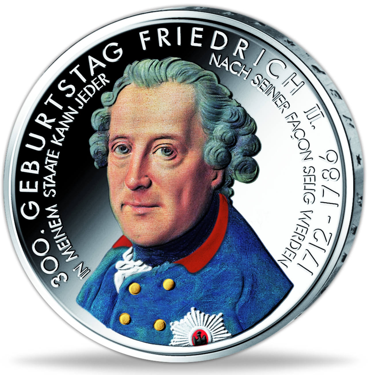 10 Euro 300 Geburtstag Friedrich des Großen mit Farbapplikation ...