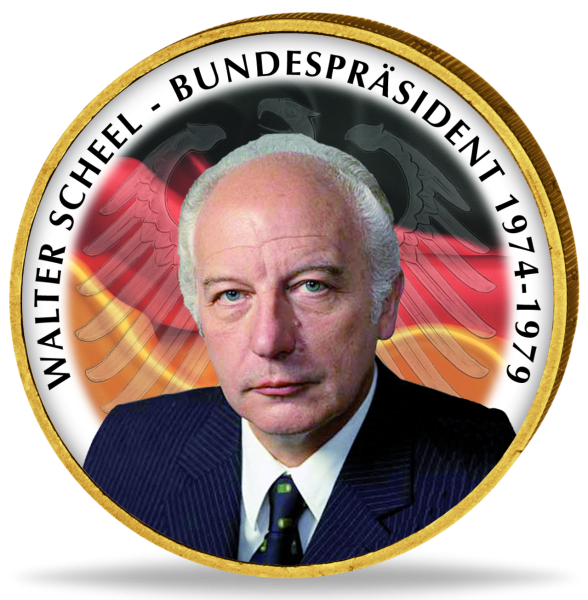 2 Euro Walter Scheel mit Farbapplikation | Münzen-Versandhaus Emporium ...