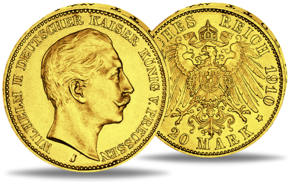 Königreich Preußen, 20 Mark 1910, Kaiser Wilhelm II. (Jaeger 252 ...