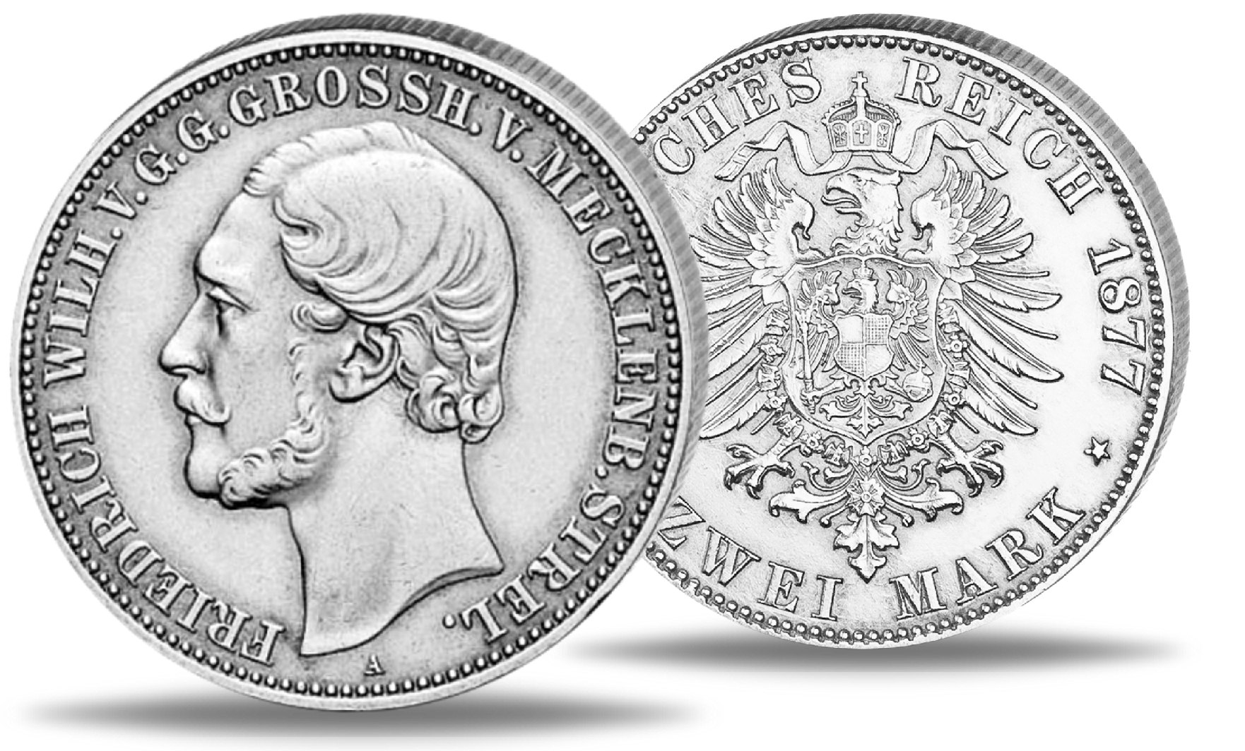 Großherzogtum Mecklenburg-Sterlitz, 2 Mark 1877, Großherzog Friedrich ...