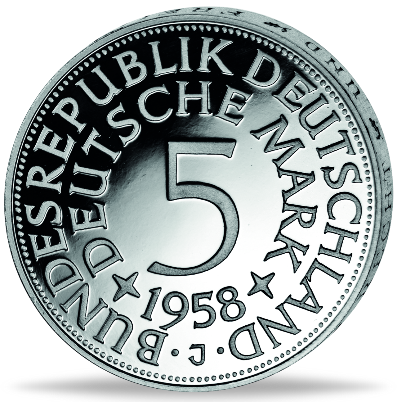 Bundesrepublik Deutschland, 5 DM 1958 J (Original-Replik) - Silber ...