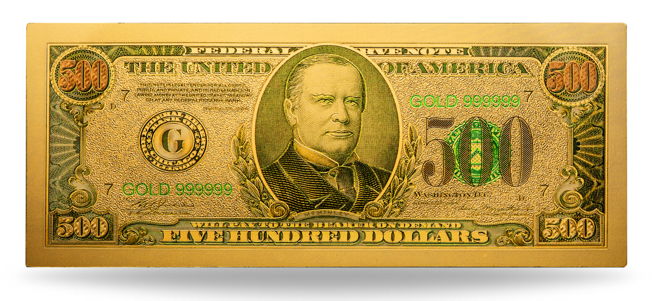 USA, 500 US-Dollar Banknote mit Goldveredelung | Münzen-Versandhaus ...