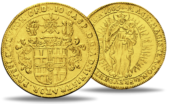 Deutscher Orden, Doppeldukat 1666, Herzog Johann Caspar von Ampringen - Gold | Münzen ...