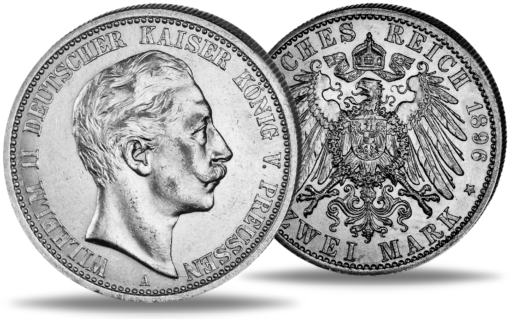 Königreich Preußen, 2 Mark 1896, Kaiser Wilhelm II. (Jaeger 102) - Deutsches Kaiserreich Silber ...