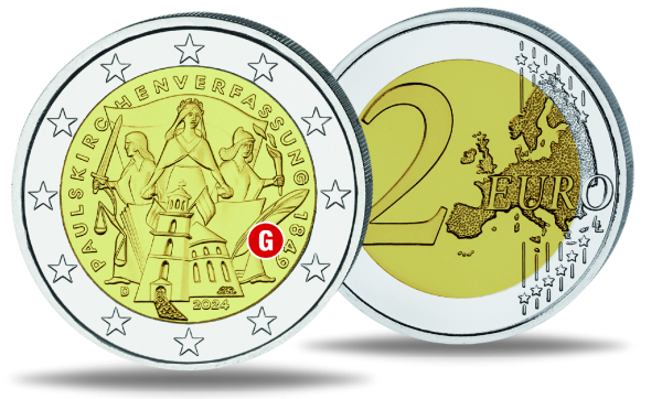 Deutschland, 2 Euro 175 Jahre Paulskirchenverfassung, 2024 | Münzen ...