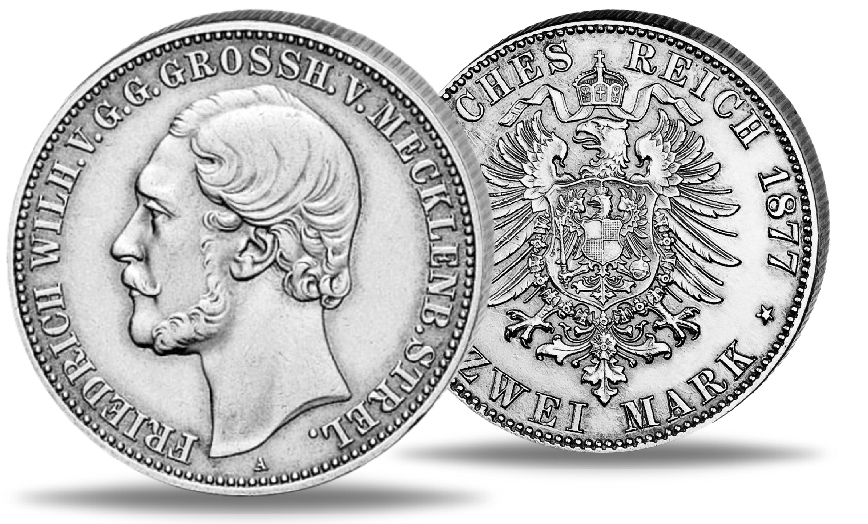 Großherzogtum Mecklenburg-Strelitz, 2 Mark 1877, Friedrich Wilhelm ...