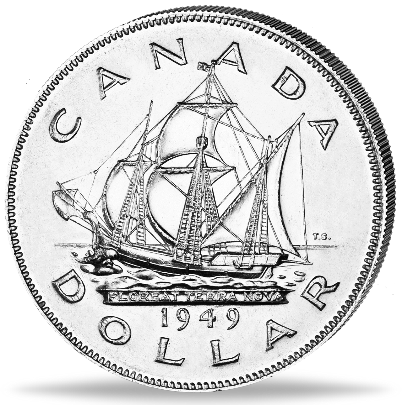 Kanada, 1 Dollar 1949, Segelschiff vor Neufundland, John Cabot - Silber ...