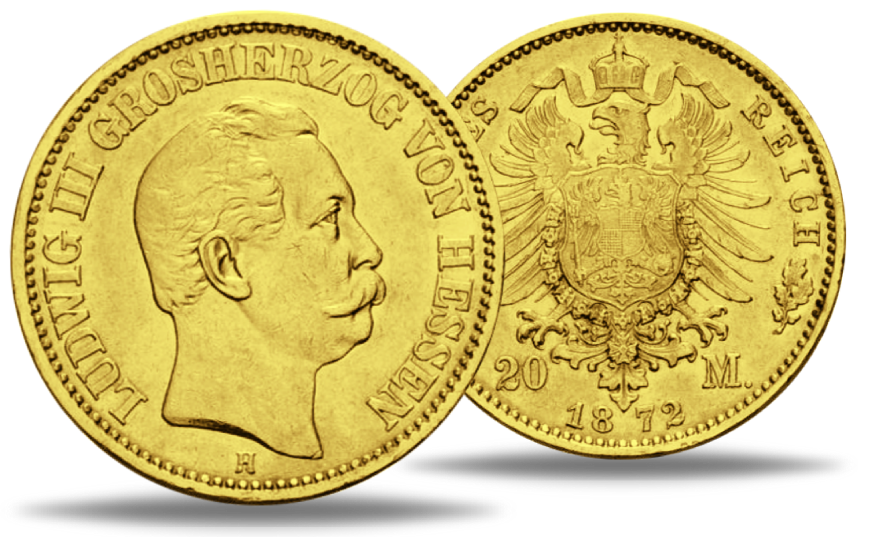 Großherzogtum Hessen, 20 Mark 1872, Großherzog Ludwig III.(Jaeger 214 ...