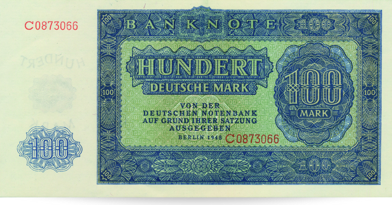 DDR, 100-Mark-Banknote 1948, kassenfrisch | Münzen-Versandhaus Emporium ...