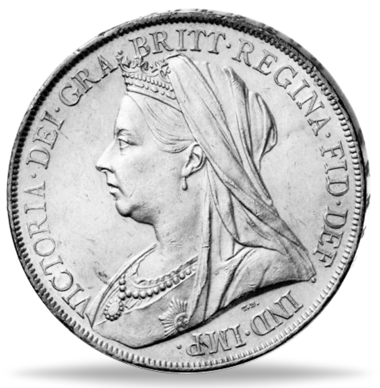 Großbritannien, 1 Crown 1893-1900, Königin Victoria mit Witwenschleier ...