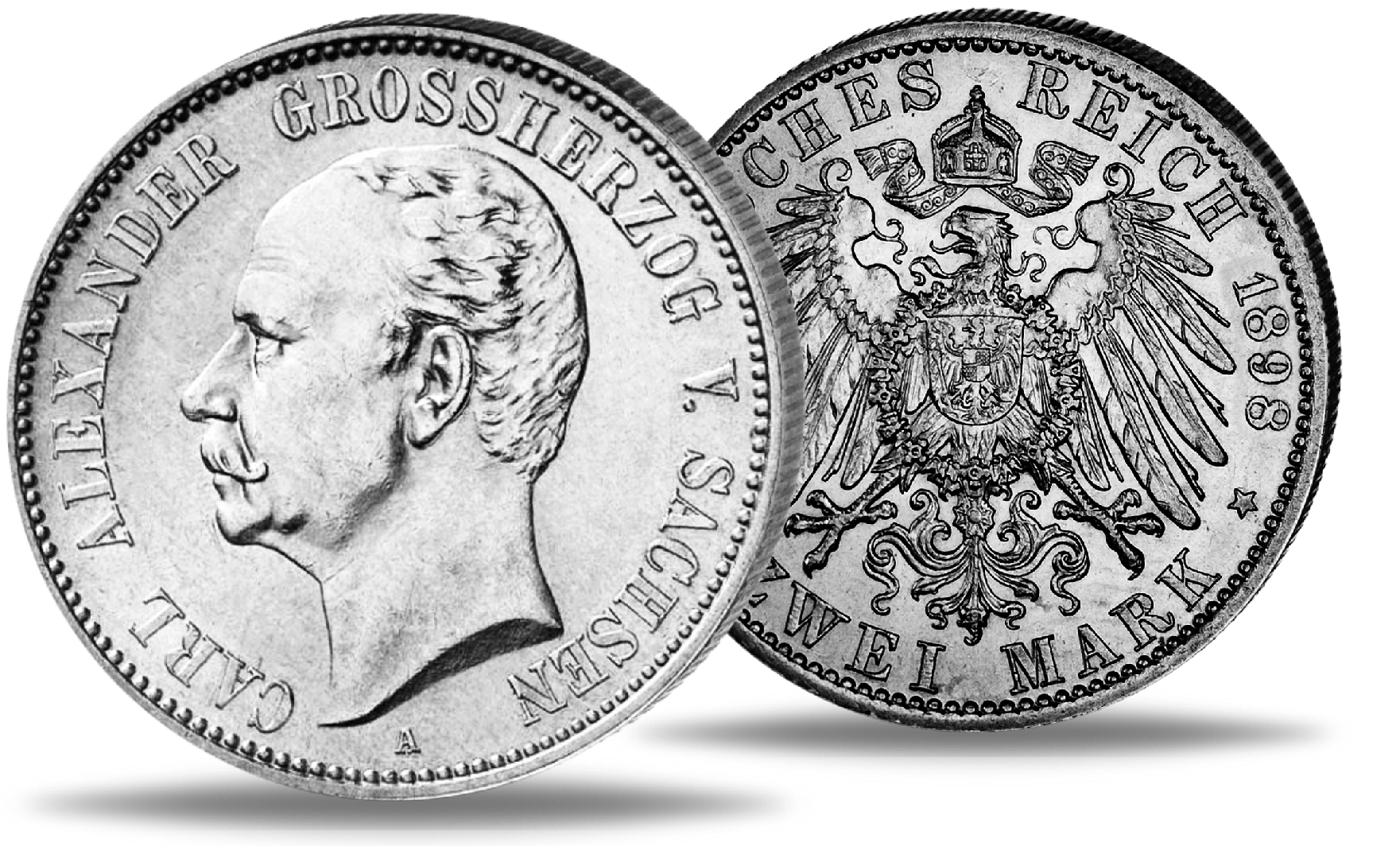 Großherzogtum Sachsen-Weimar-Eisenach, 2 Mark 1898, Großherzog Carl ...