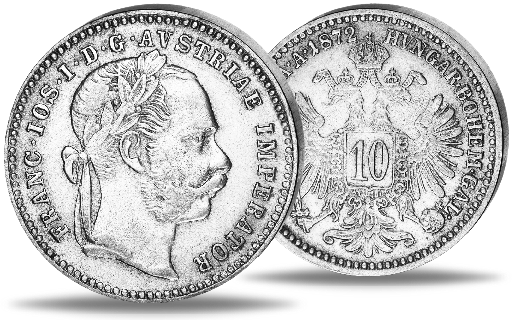 Kaisertum Österreich, 10 Kreuzer 1868-1872, Kaiser Franz Joseph I. - Silbermünze der Habsburger ...