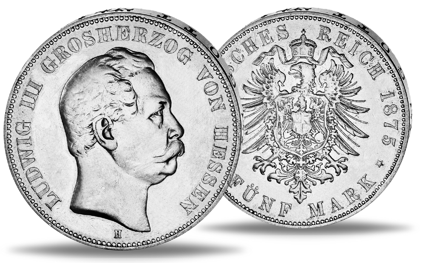 Großherzogtum Hessen, 5 Mark 1875, Ludwig III. (Jaeger 67) - Deutsches ...