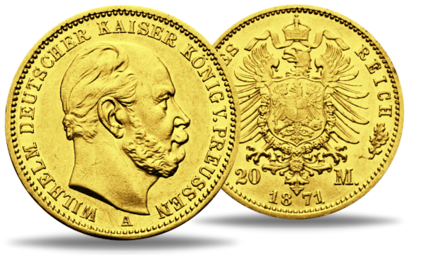 Königreich Preußen, 20 Mark 1871, Kaiser Wilhelm I. (Jaeger 243 ...