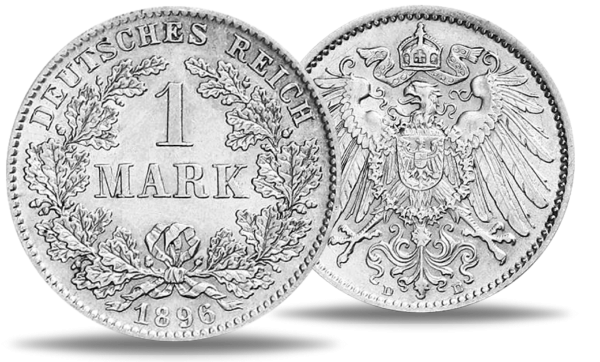 1 Mark großer Adler - 1896 Silber Fast Stempelglanz | Münzen ...