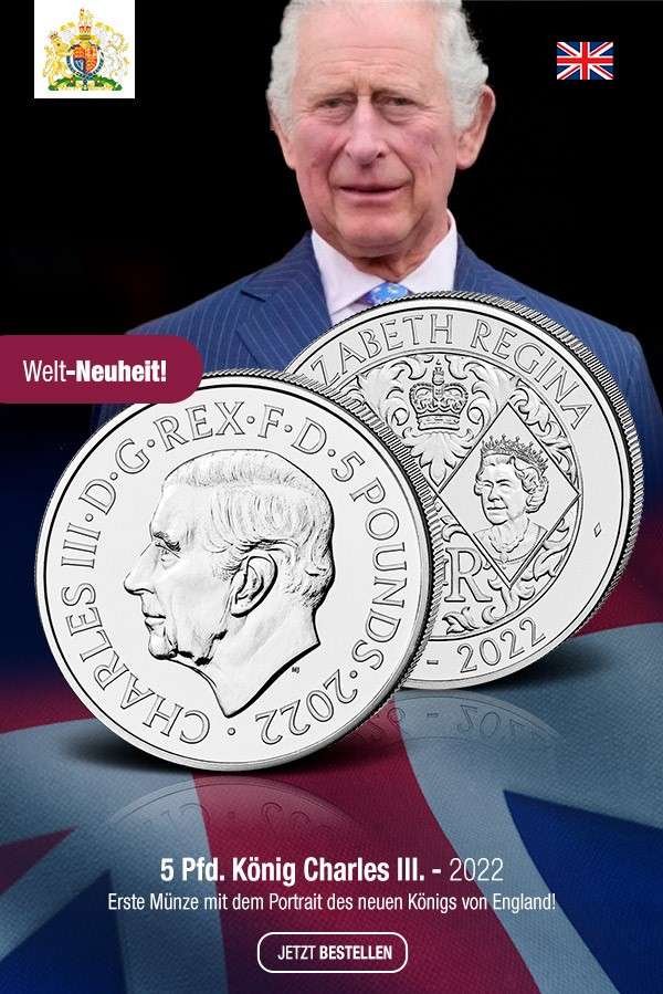 Jetzt lieferbar — 50 Pence und 5 Pfund König Charles III. in bfr ...